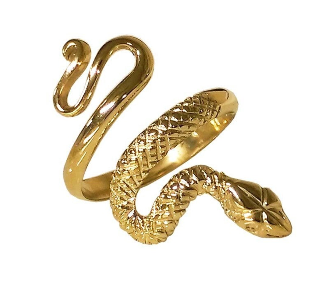 18k Solid Gold Snake Ring, Handmade Serpent Ring, Wrap Statement ...