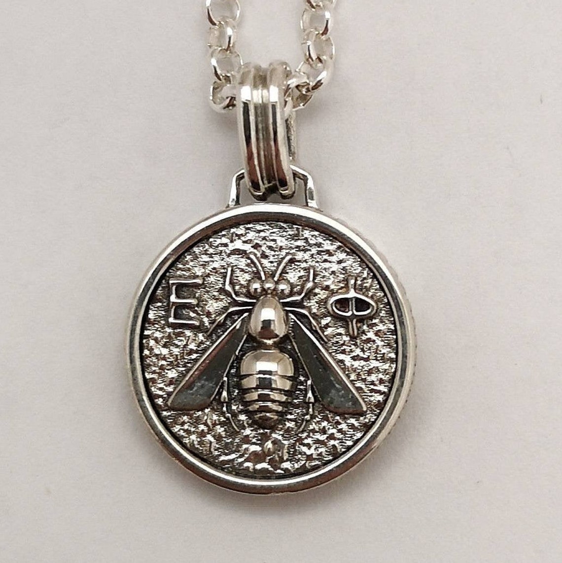 Ancient Greek Bee Coin Necklace Sterling Silver Link Chain - Etsy