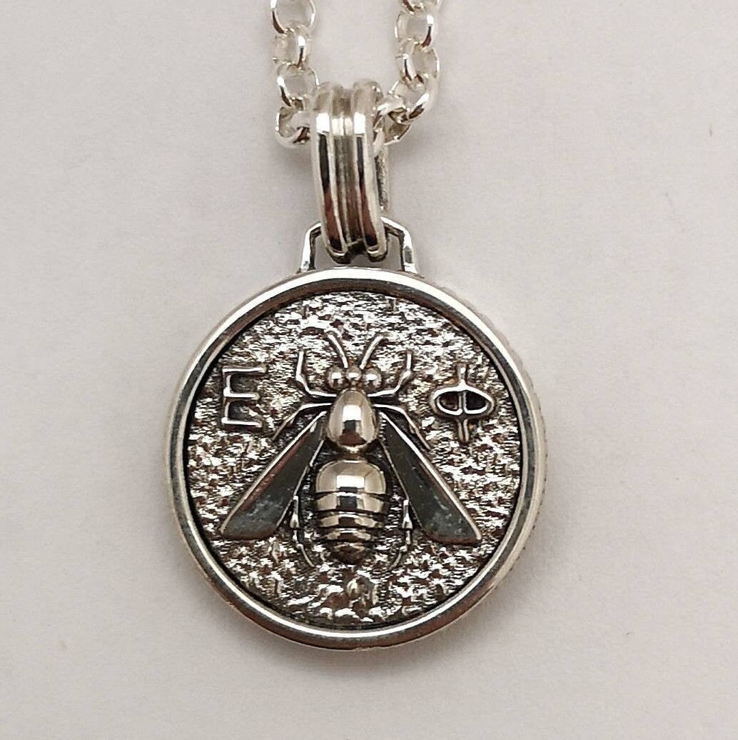 Ancient Greek Bee Coin Necklace Sterling Silver Link Chain - Etsy