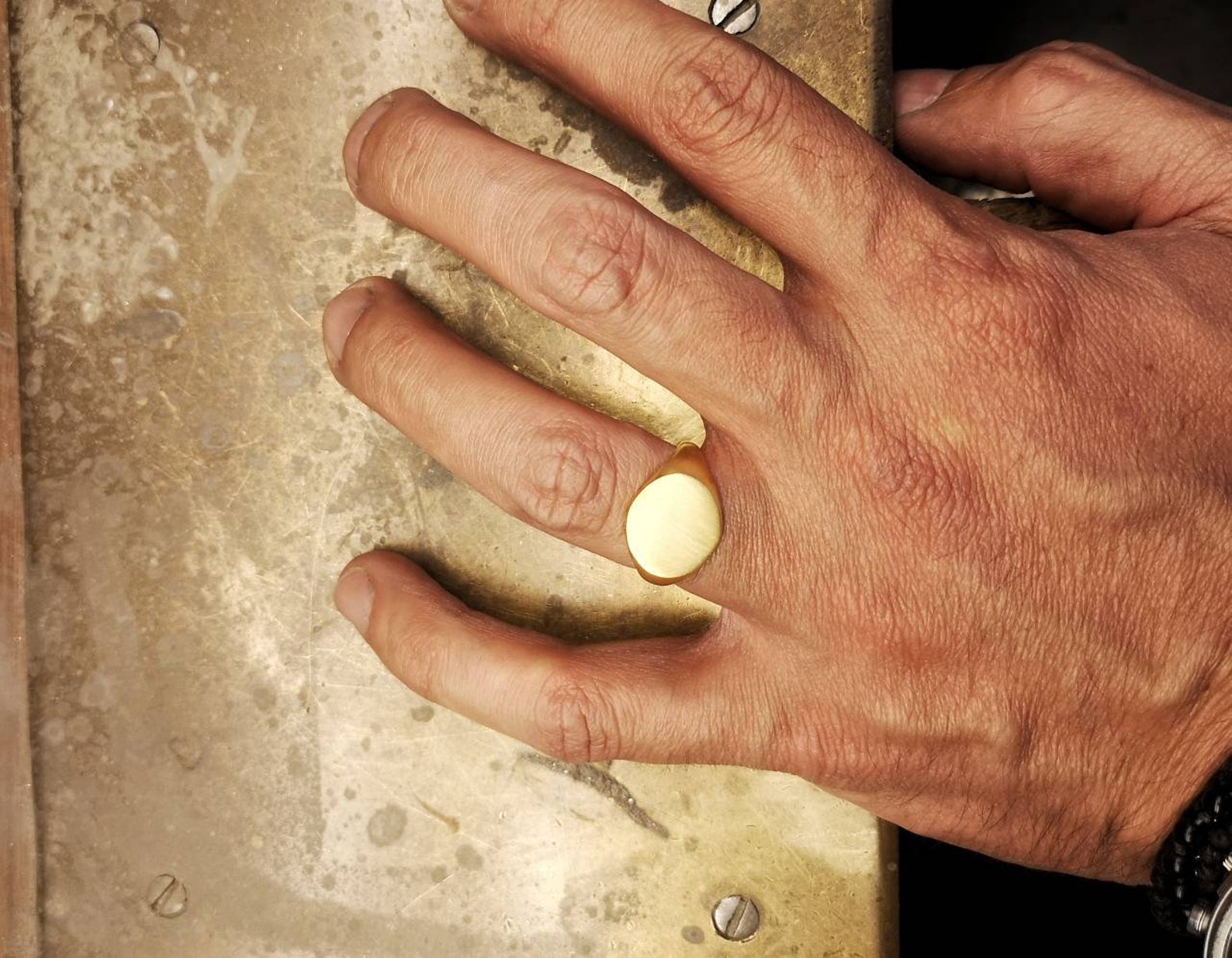 18k Gold Signet Ring for Men Matte Finish Personalized Round - Etsy