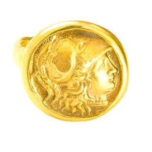 Ancient Greek Coin Ring in 18k Solid Gold, Featuring Intaglio of ...
