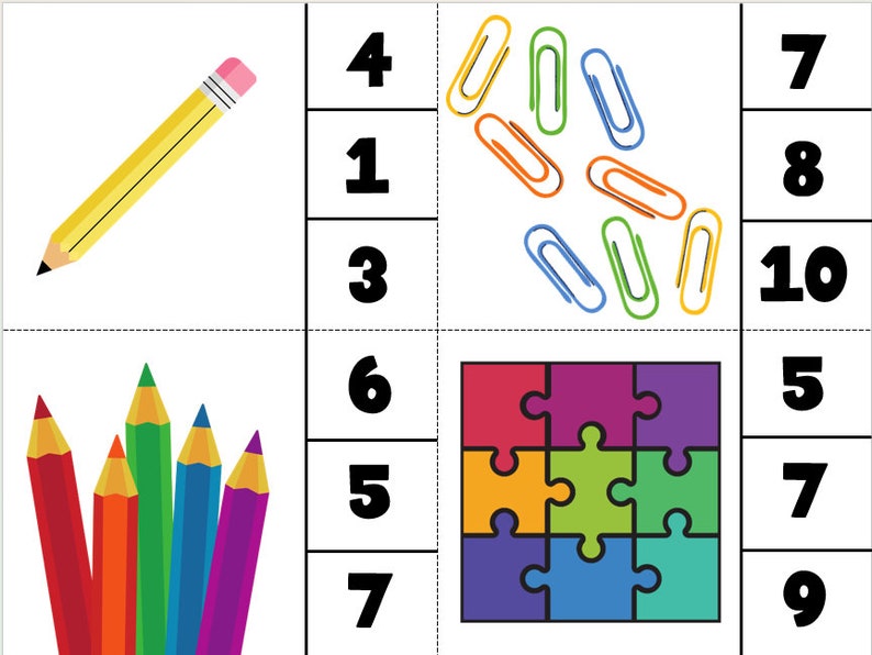 Clip Cards Back to School, Pre-k, Number Identification, Quantity ...