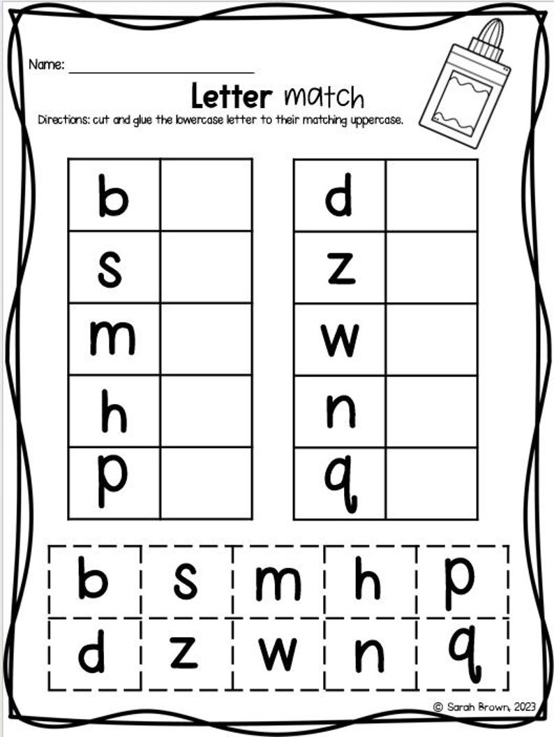 Uppercase and Lowercase Letter Match Cut & Paste Bundle, Kindergarten ...