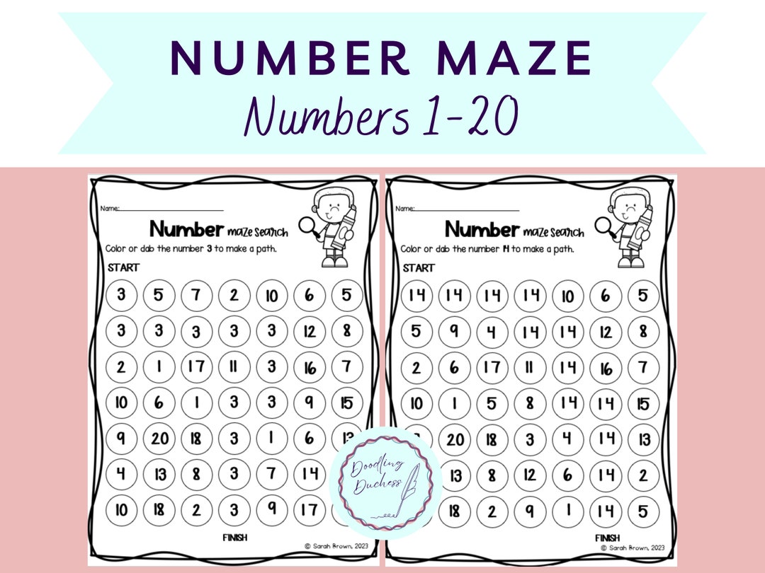 Number Maze Search Dot Dobber Activity, Printable, Worksheet, Number ...