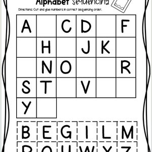 Alphabet Number Sequencing Printable, Cut & Paste Activity (digital ...