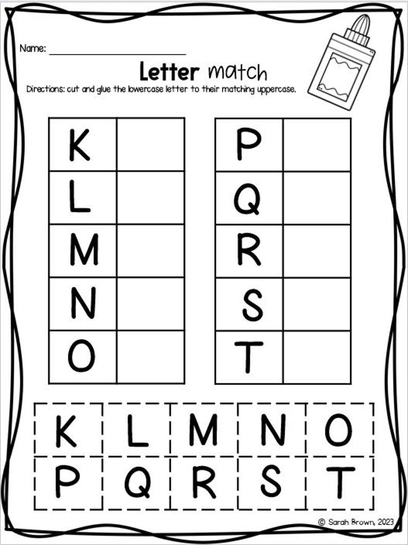 Uppercase and Lowercase Letter Match Cut & Paste Bundle, Kindergarten ...