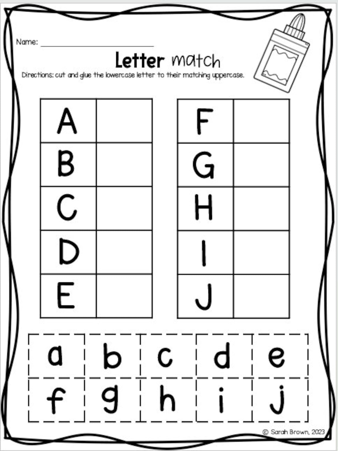 Alphabet Letter Matching Cut & Paste, Uppercase to Lowercase, Pre-k, Kindergarten, Fine Motor ...