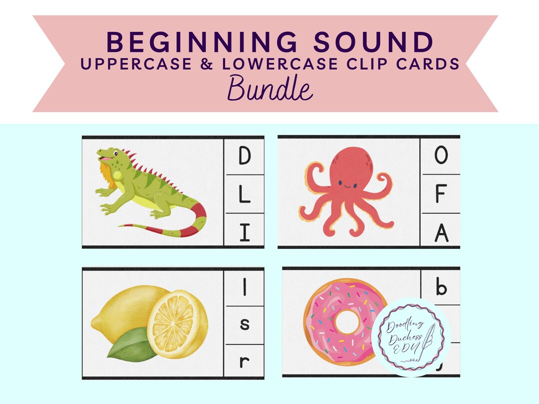 Beginning Sound Clip Card Activity - Uppercase & Lowercase Bundle, Fine ...