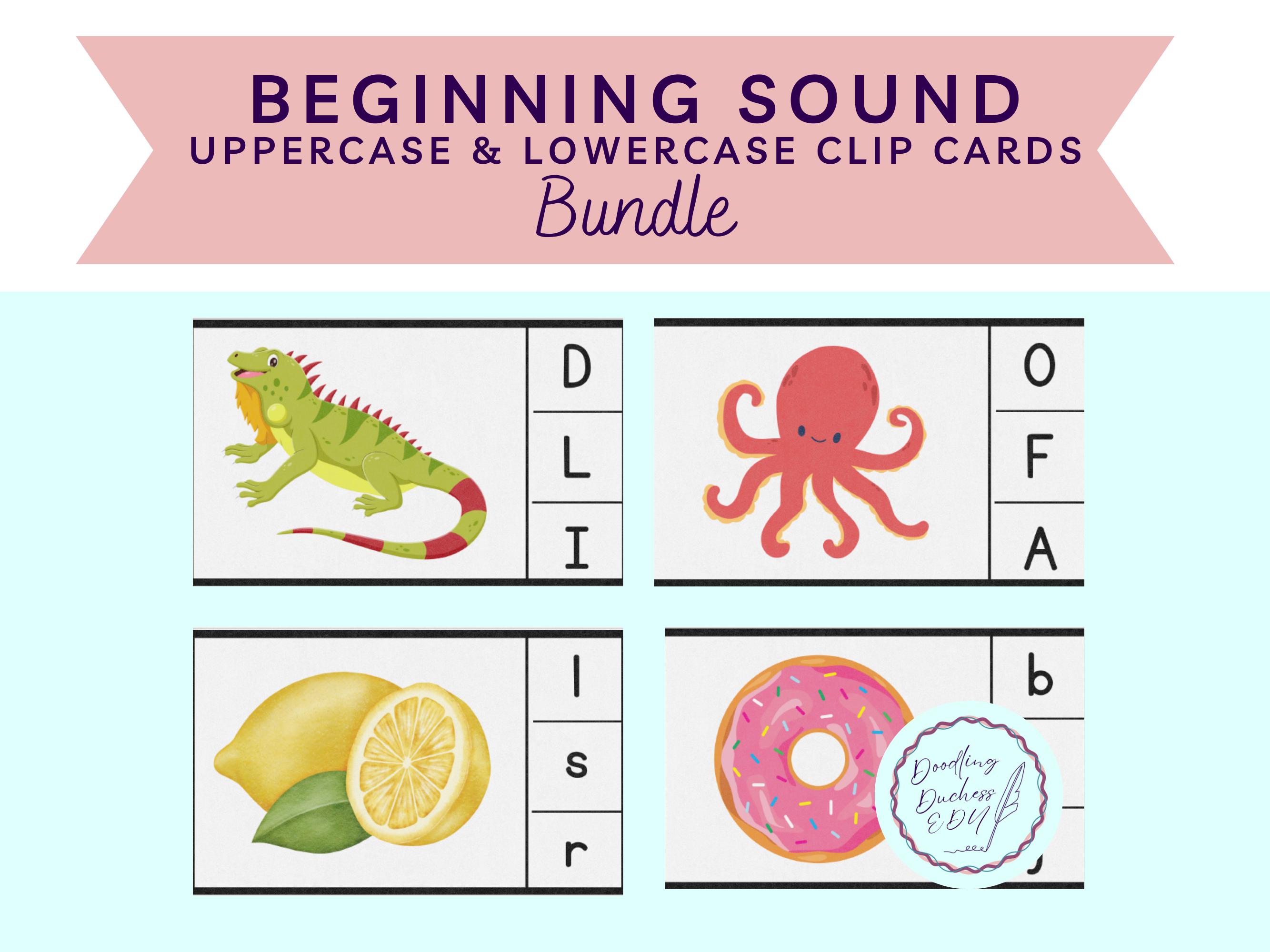 Beginning Sound Clip Card Activity - Uppercase & Lowercase Bundle, Fine ...