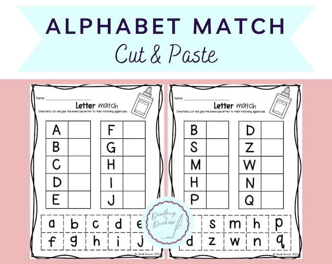 Alphabet Letter Matching Cut & Paste, Uppercase to Lowercase, Pre-k ...