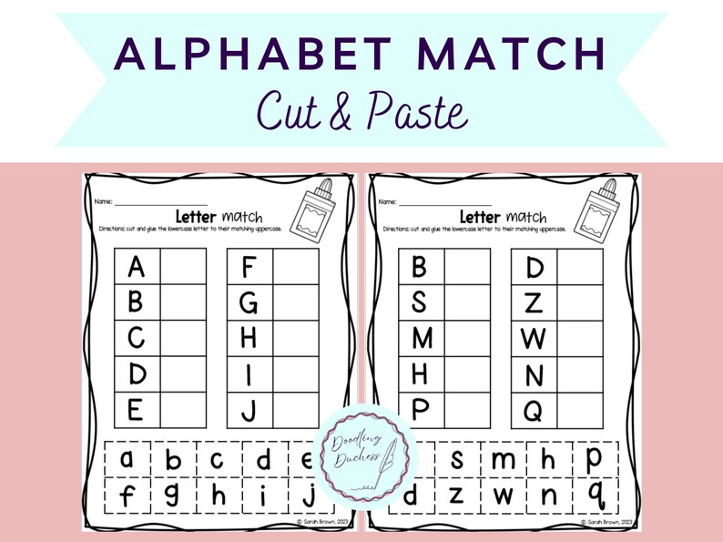 Alphabet Letter Matching Cut & Paste, Uppercase to Lowercase, Pre-k ...