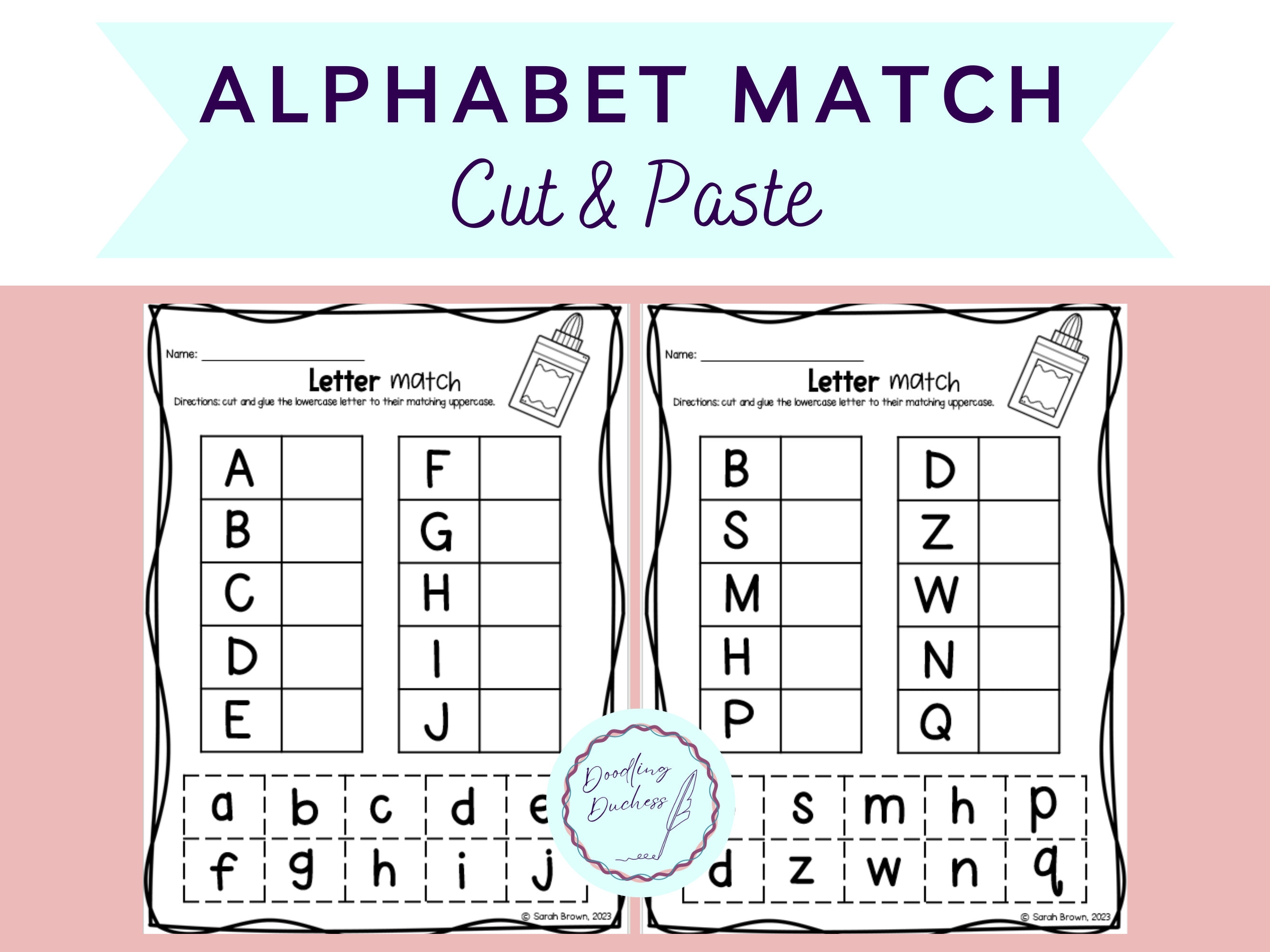Alphabet Letter Matching Cut & Paste, Uppercase to Lowercase, Pre-k ...