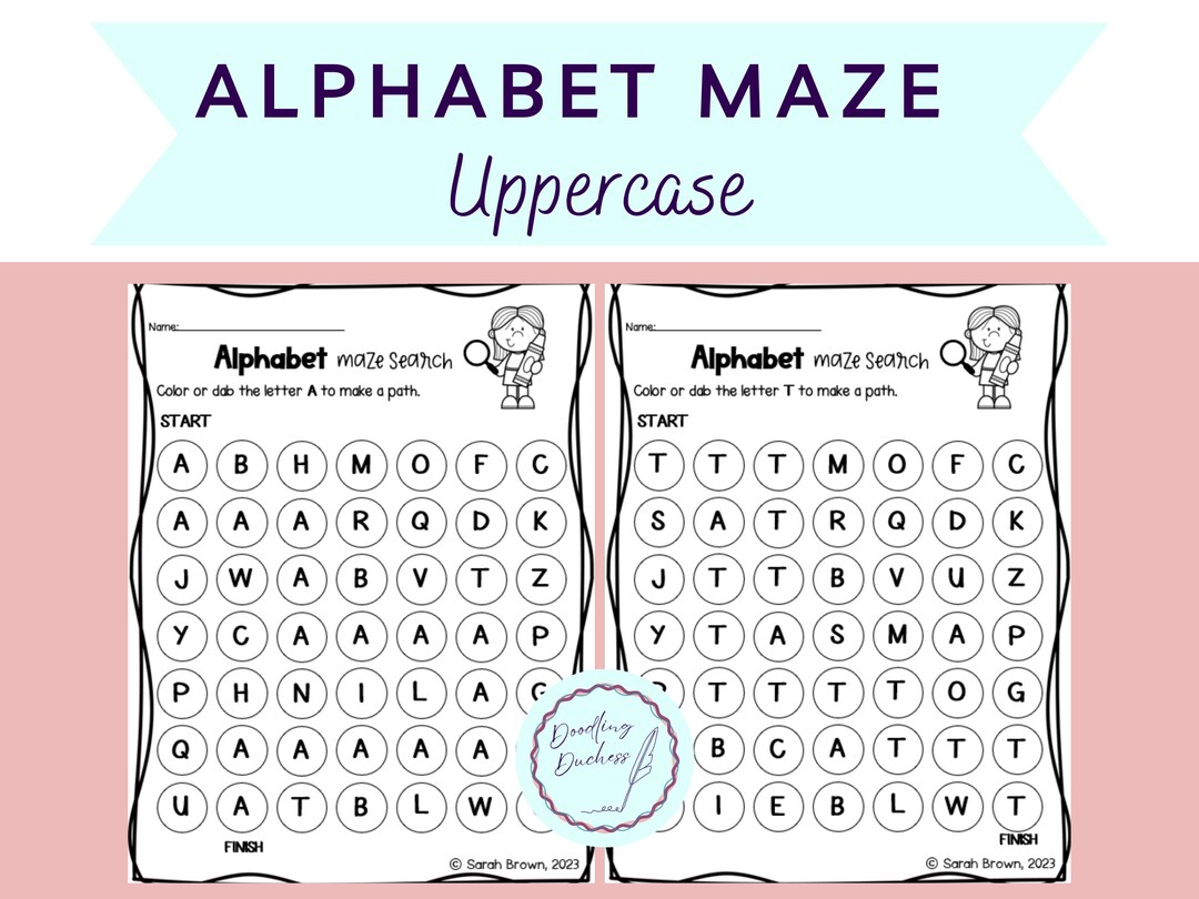Uppercase Alphabet Maze Search Dot Dobber Activity, Letter Recognition ...