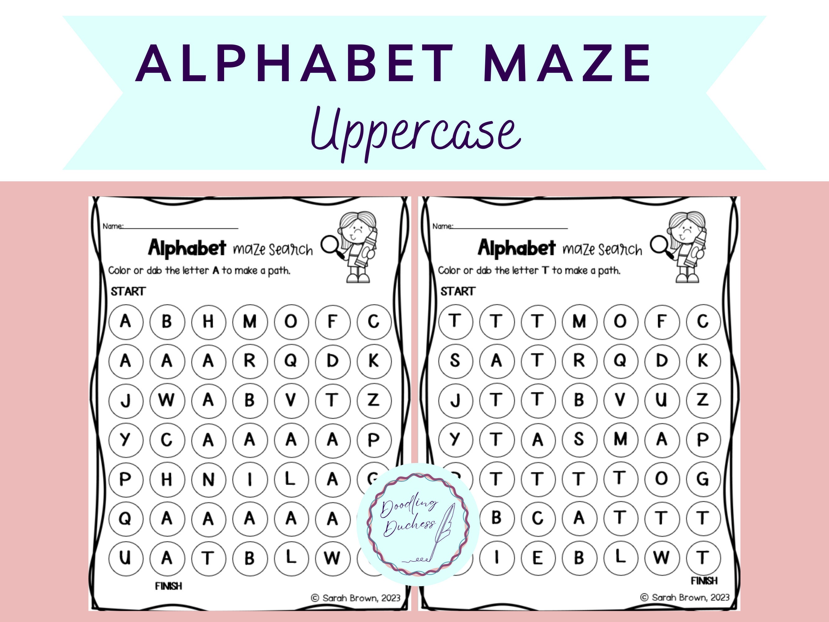 Uppercase Alphabet Maze Search Dot Dobber Activity, Letter Recognition ...