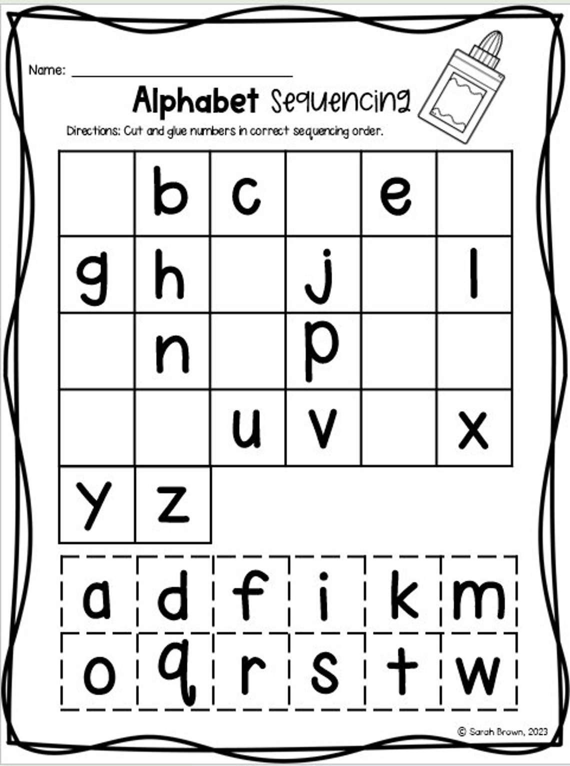 Alphabet Number Sequencing Printable, Cut & Paste Activity (digital ...