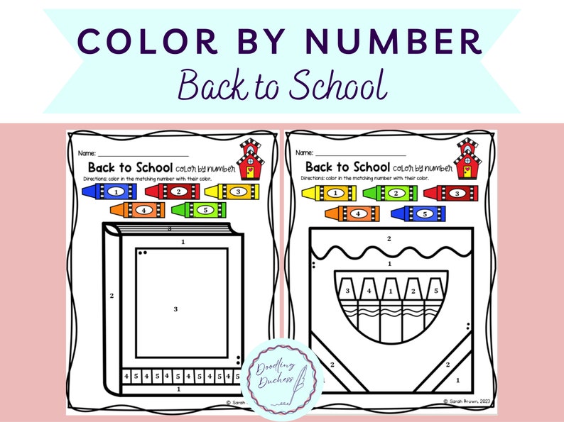 Color by Number Back to School, Coloring, Number Recognition, Pre-k ...