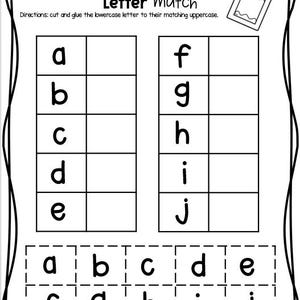 Alphabet Lowercase Letter Matching Cut & Paste, Pre-k, Kindergarten ...
