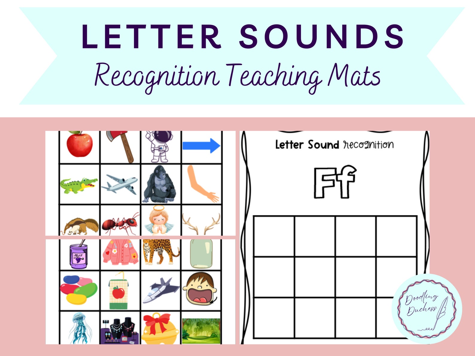 Letter Sound Recognition Teaching Mats, Phonics, Alphabet, Pictures ...