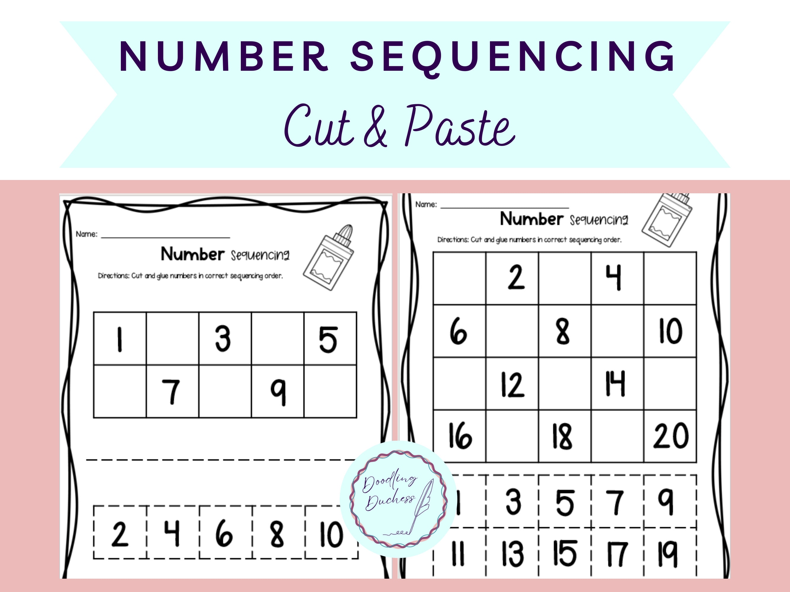 Number Sequencing - Cut & Paste Printable, Counting, Fine Motor Skills ...