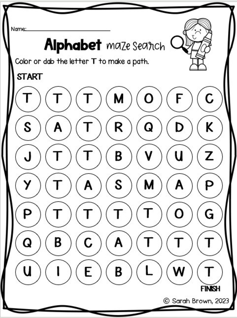 Uppercase Alphabet Maze Search Dot Dobber Activity, Letter Recognition ...