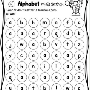 Alphabet Maze Worksheet, Lowercase Letter Recognition (printable) - Etsy
