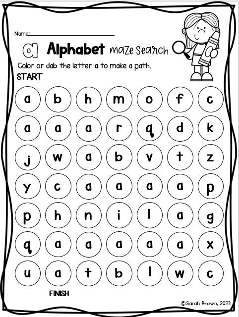 Alphabet Maze Worksheet, Lowercase Letter Recognition (printable) - Etsy