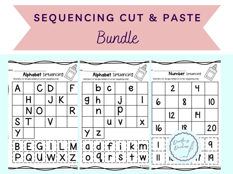 Alphabet Number Sequencing Printable, Cut & Paste Activity (digital ...