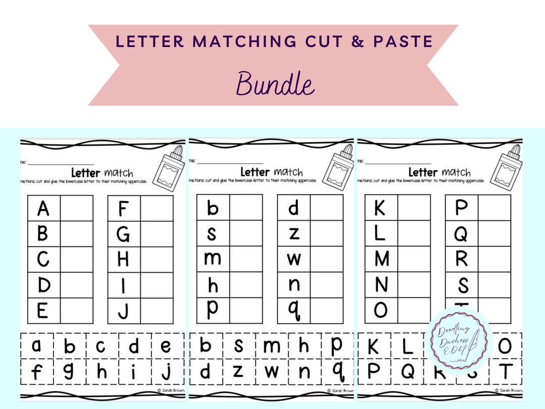 Uppercase and Lowercase Letter Match Cut & Paste Bundle, Kindergarten ...