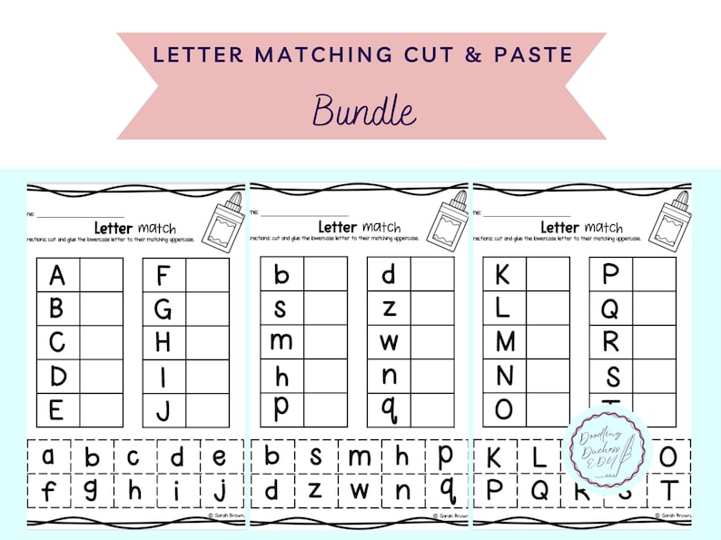Uppercase and Lowercase Letter Match Cut & Paste Bundle, Kindergarten ...