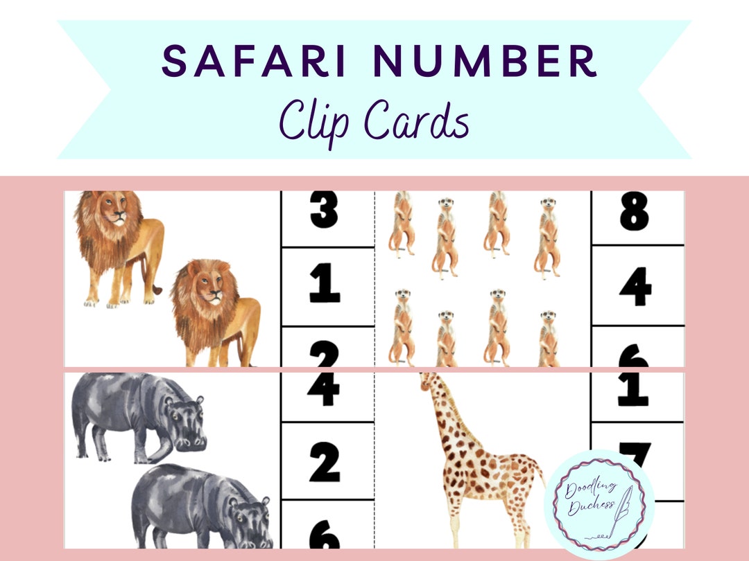 Clip Cards - Safari, Pre-k, Number Identification, Quantity, Counting ...