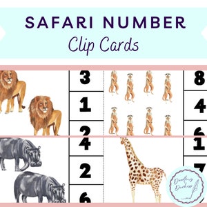 Clip Cards - Safari, Pre-k, Number Identification, Quantity, Counting ...