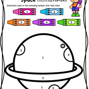Color by Number - Space, Coloring, Number Recognition, Fine Motor ...