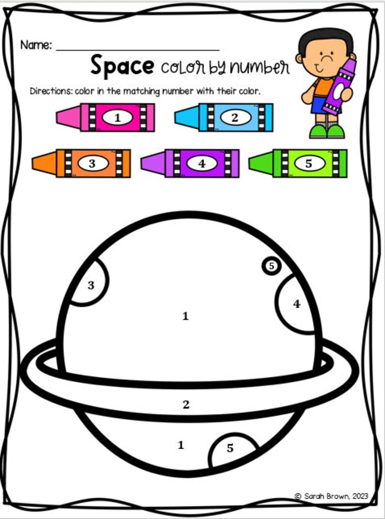 Color by Number - Space, Coloring, Number Recognition, Fine Motor ...