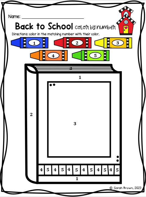 Back to School Color by Number Worksheets – Printable Activity (digital ...