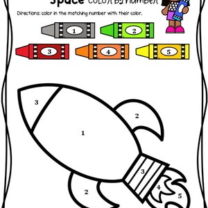 Color by Number - Space, Coloring, Number Recognition, Fine Motor ...