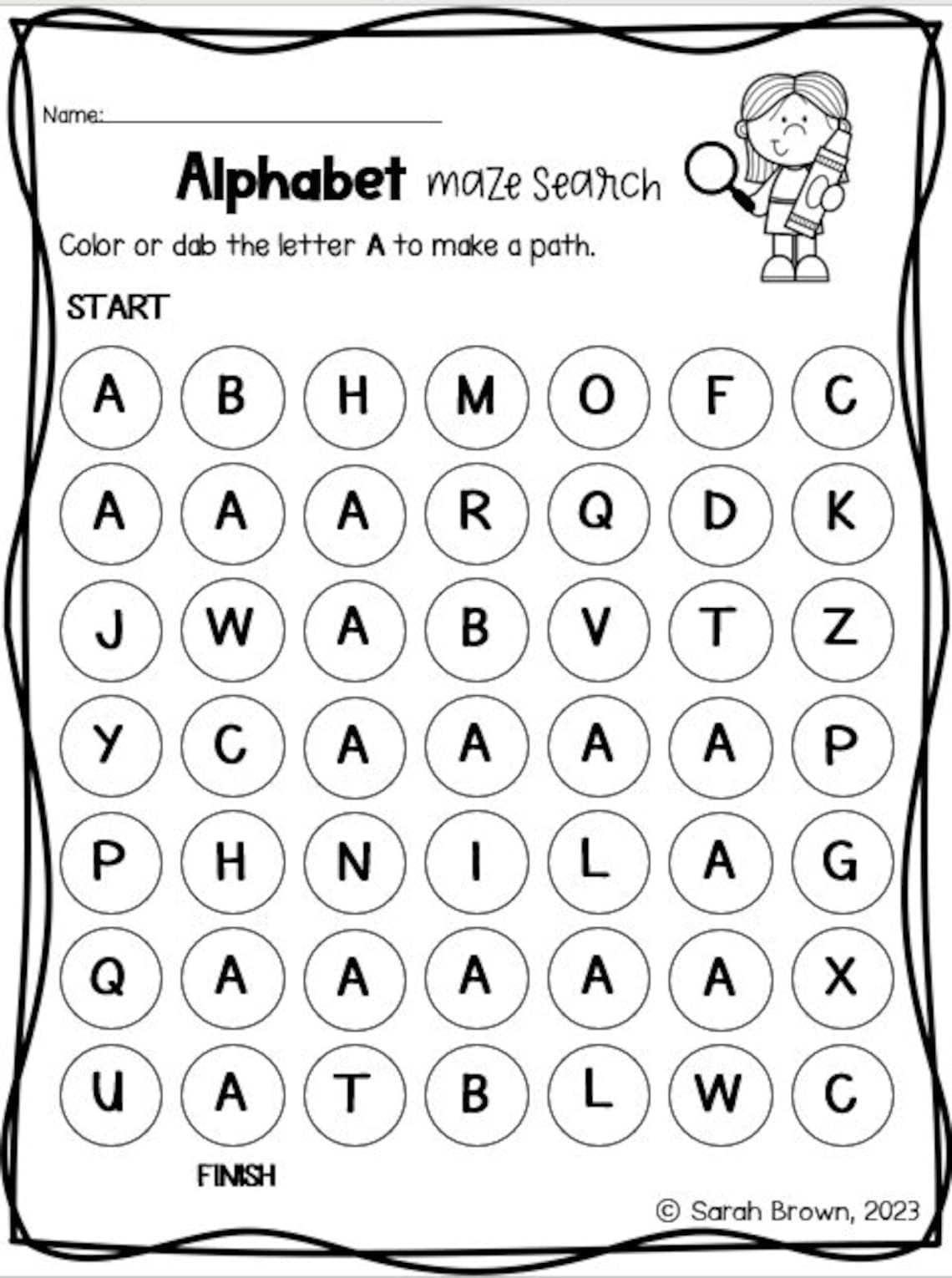 Uppercase Alphabet Maze Search Dot Dobber Activity, Letter Recognition ...