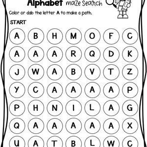 Uppercase Alphabet Maze Search Dot Dobber Activity, Letter Recognition ...