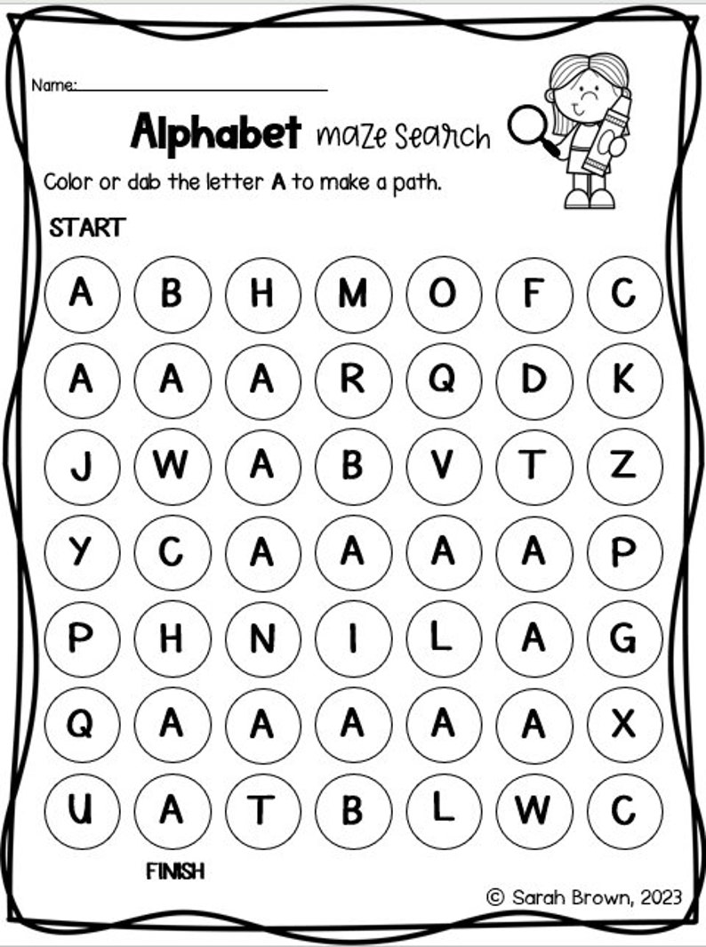 Uppercase Alphabet Maze Search Dot Dobber Activity, Letter Recognition ...
