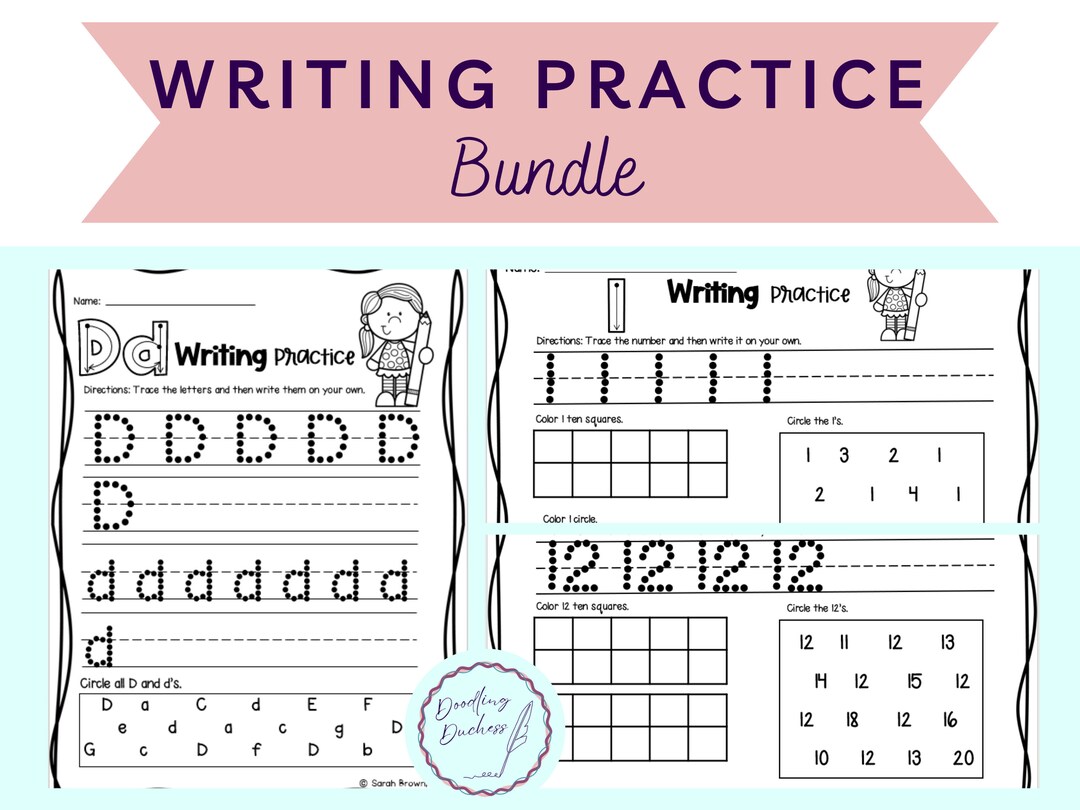 Writing Practice Bundle – Letters and Numbers 1-20 (digital Download ...