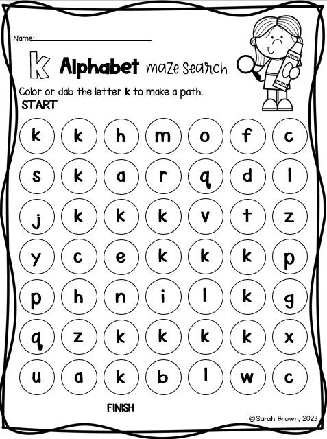 Lowercase Alphabet Maze Search Dot Dobber Activity, Printable ...