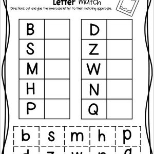 Alphabet Letter Matching Cut & Paste, Uppercase to Lowercase, Pre-k ...