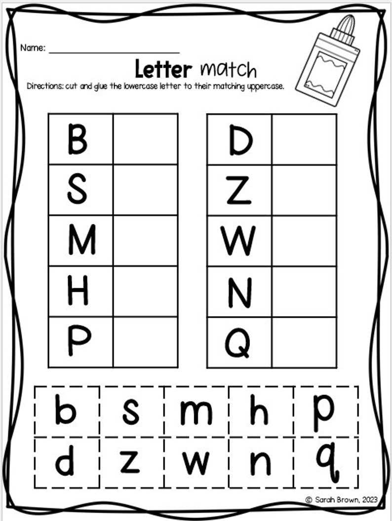 Alphabet Letter Matching Cut & Paste, Uppercase to Lowercase, Pre-k ...