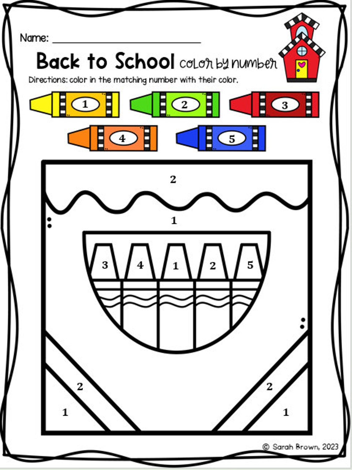 Color by Number Back to School, Coloring, Number Recognition, Pre-k ...