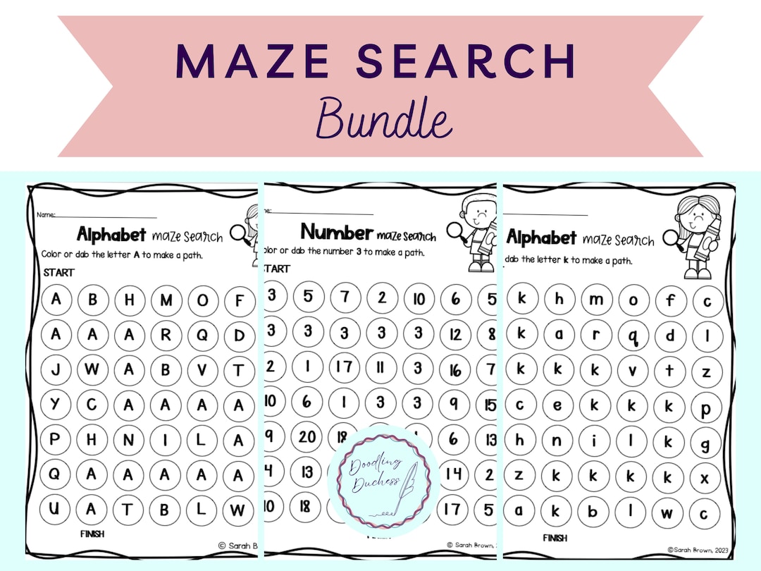 Maze Search Dot Dobber Activity - Alphabet and Number Bundle, Uppercase ...