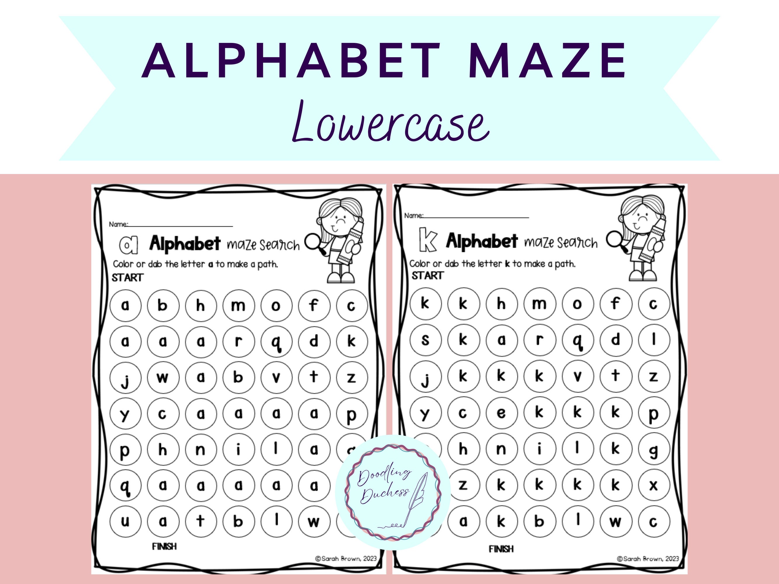 Lowercase Alphabet Maze Search Dot Dobber Activity, Printable ...