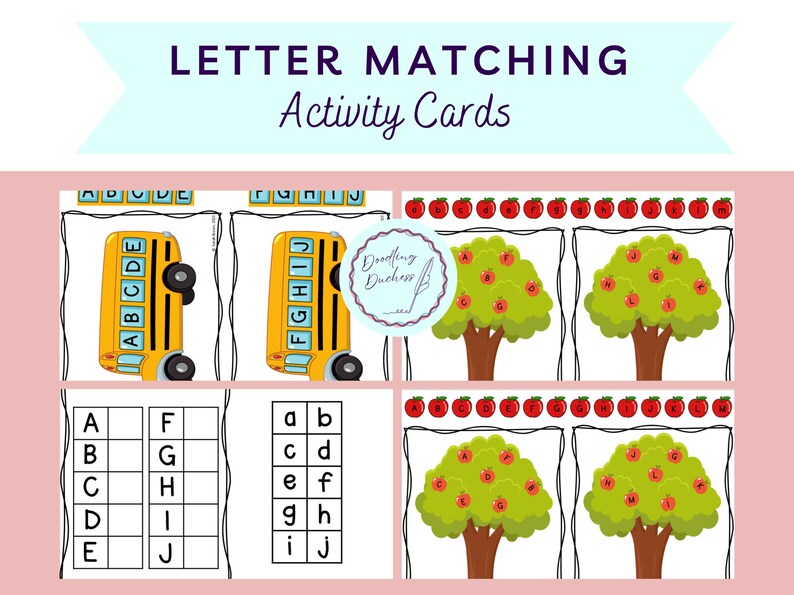Letter Matching Activity Cards, Pre-k, Kindergarten, Alphabet ...