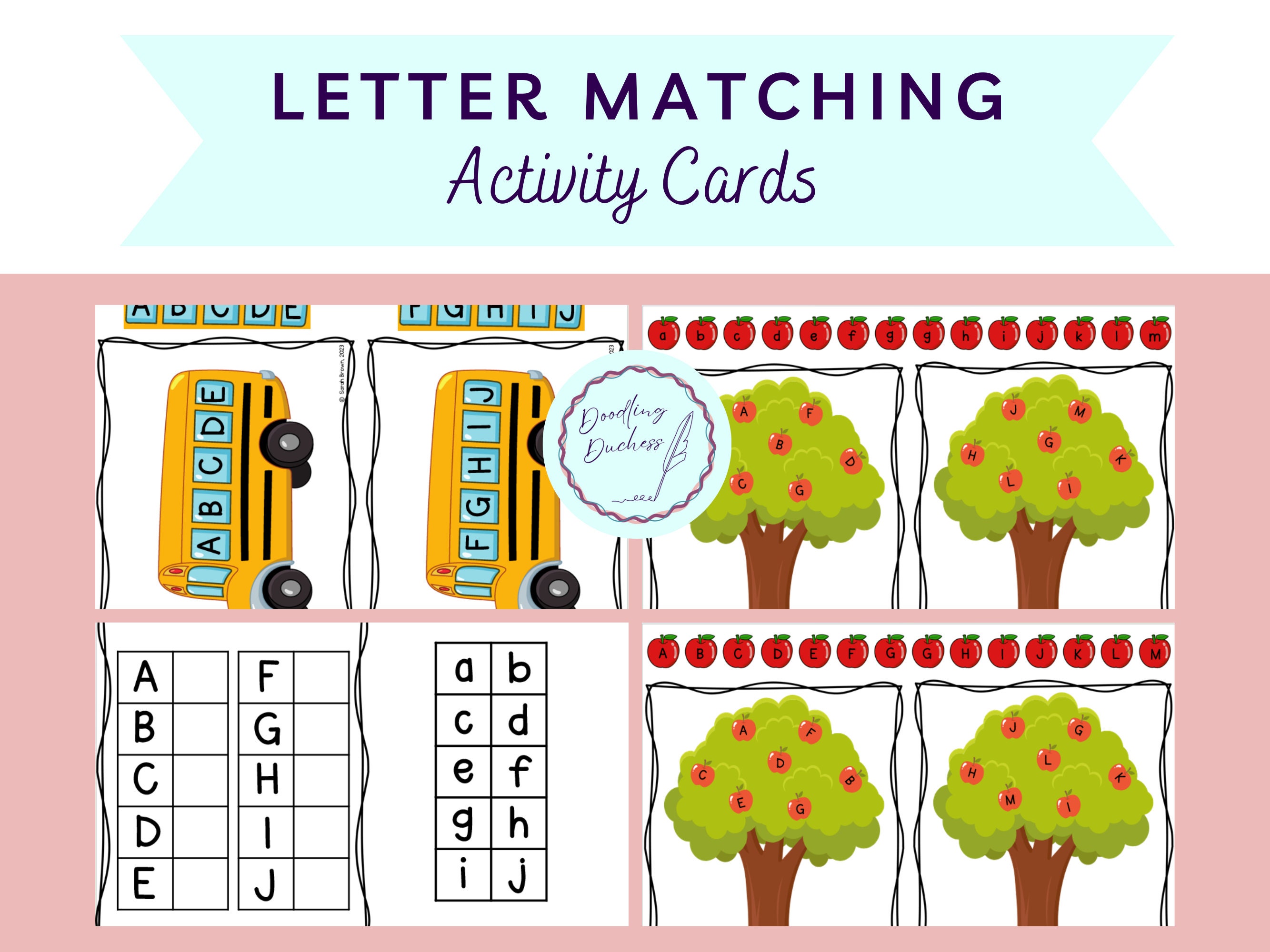 Letter Matching Activity Cards, Pre-k, Kindergarten, Alphabet ...