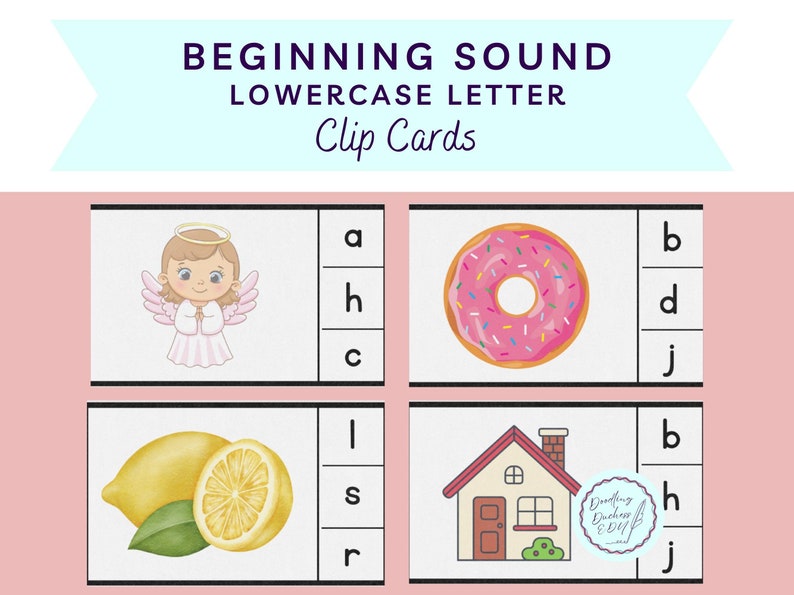 Beginning Sound Clip Card Activity - Lowercase Letters, Kindergarten ...