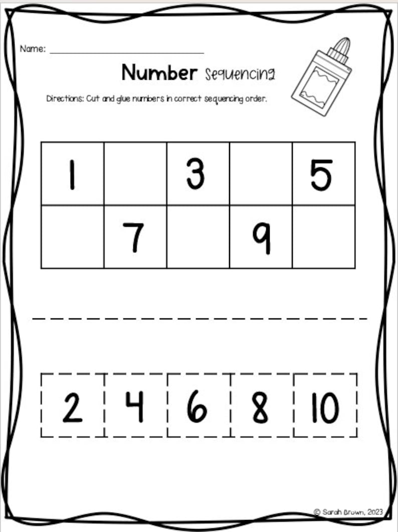 Alphabet Number Sequencing Printable, Cut & Paste Activity (digital ...