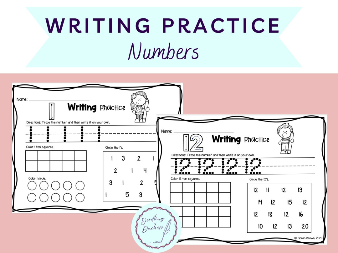 Numbers 1-20 Writing Practice – Pre-k, Kindergarten (digital Download ...
